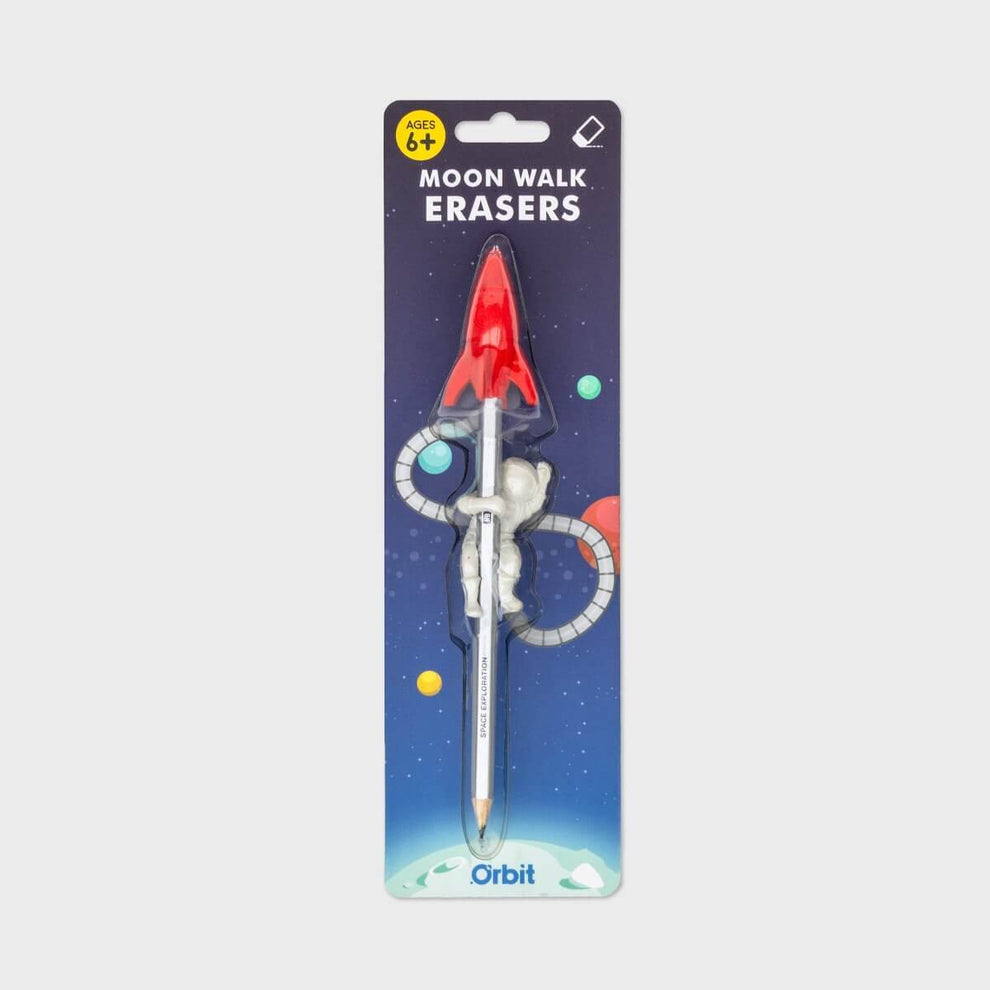 Moon Walk Erasers, Astronaut & Rocket Eraser and Pencil Set